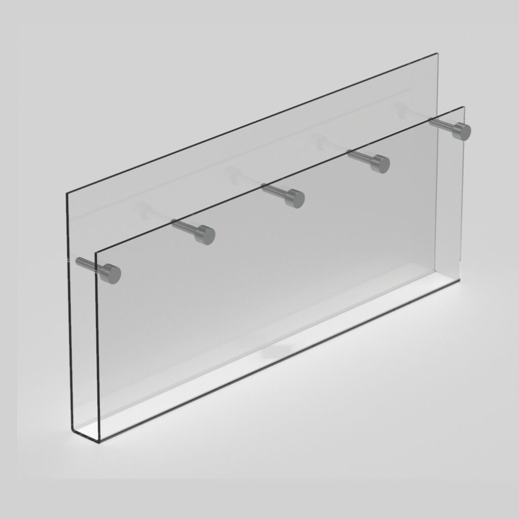 4xDL brochure holder with aluminium spacers - Display Design