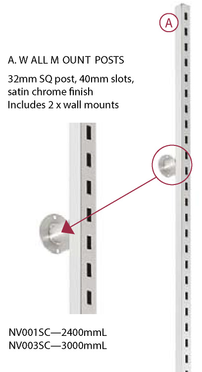 Vertical posts - wall mount posts - Nova™ - Display Design