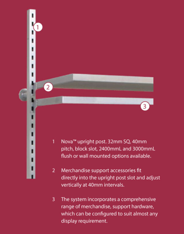 Vertical posts - wall mount posts - Nova™ - Display Design